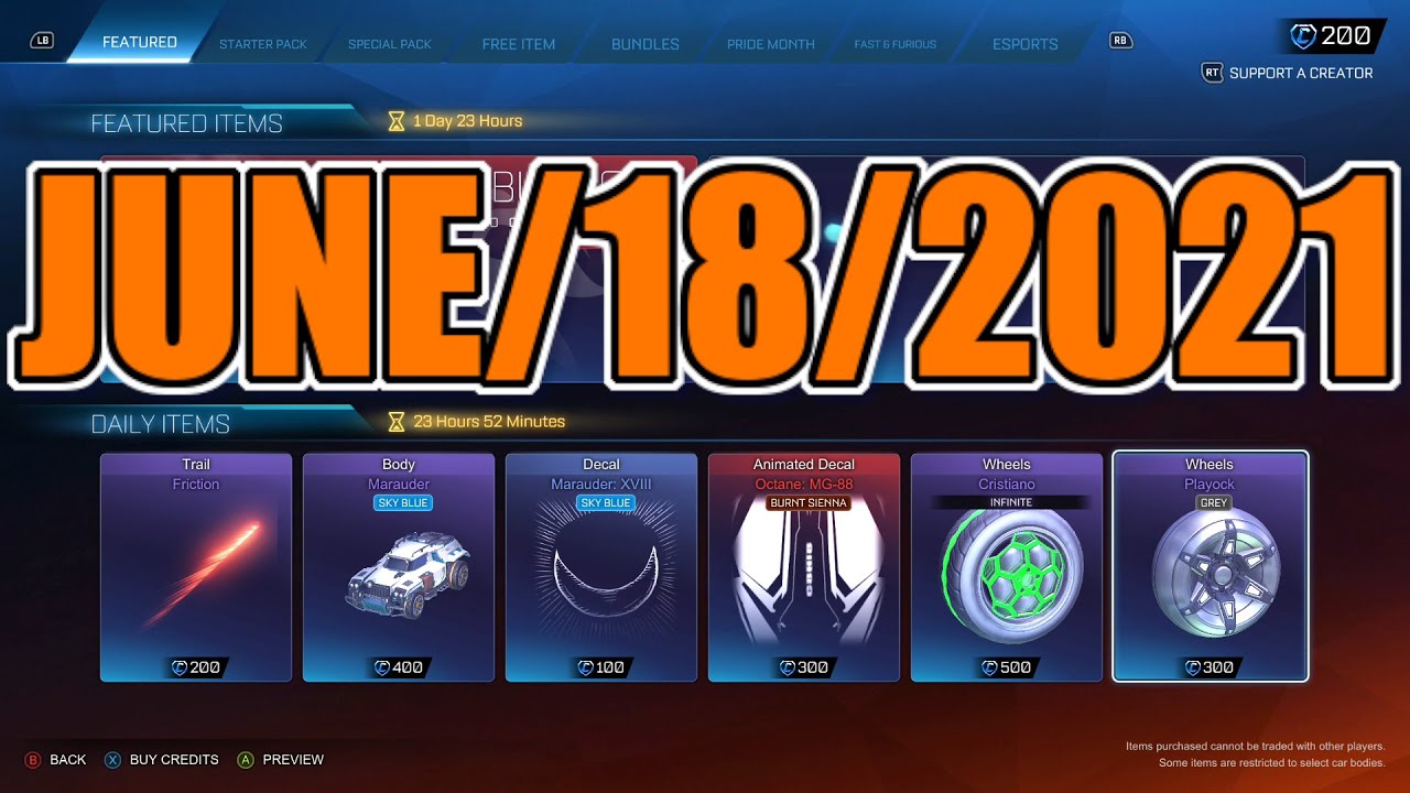 ROCKET LEAGUE ITEM SHOP | JUNE-18-2021 | RL Item Shop Today - YouTube