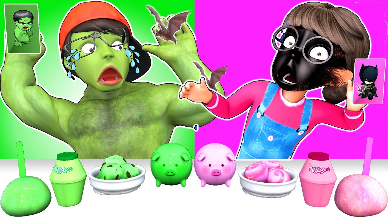 PINK VS GREEN FOOD CHALLENGE | Nick & Tani - Scary Teacher 3D MUKBANG ANIMATION - YouTube