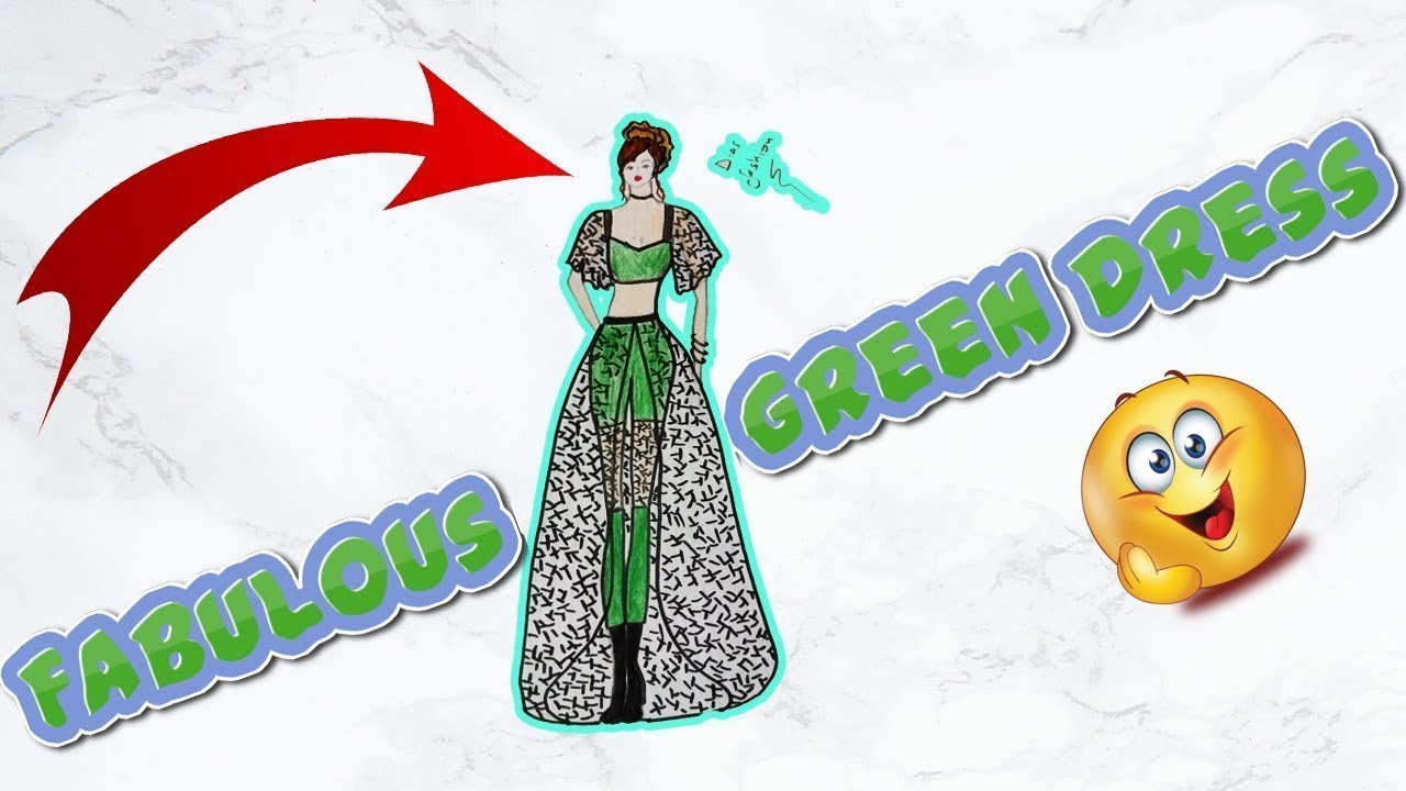 How to Draw a Fabulous Green Dress - YouTube