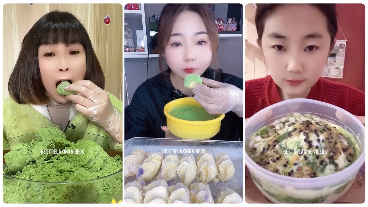 Matcha Powdered Ice ASMR Mukbang | Satisfying Ice Crunch Experience ...