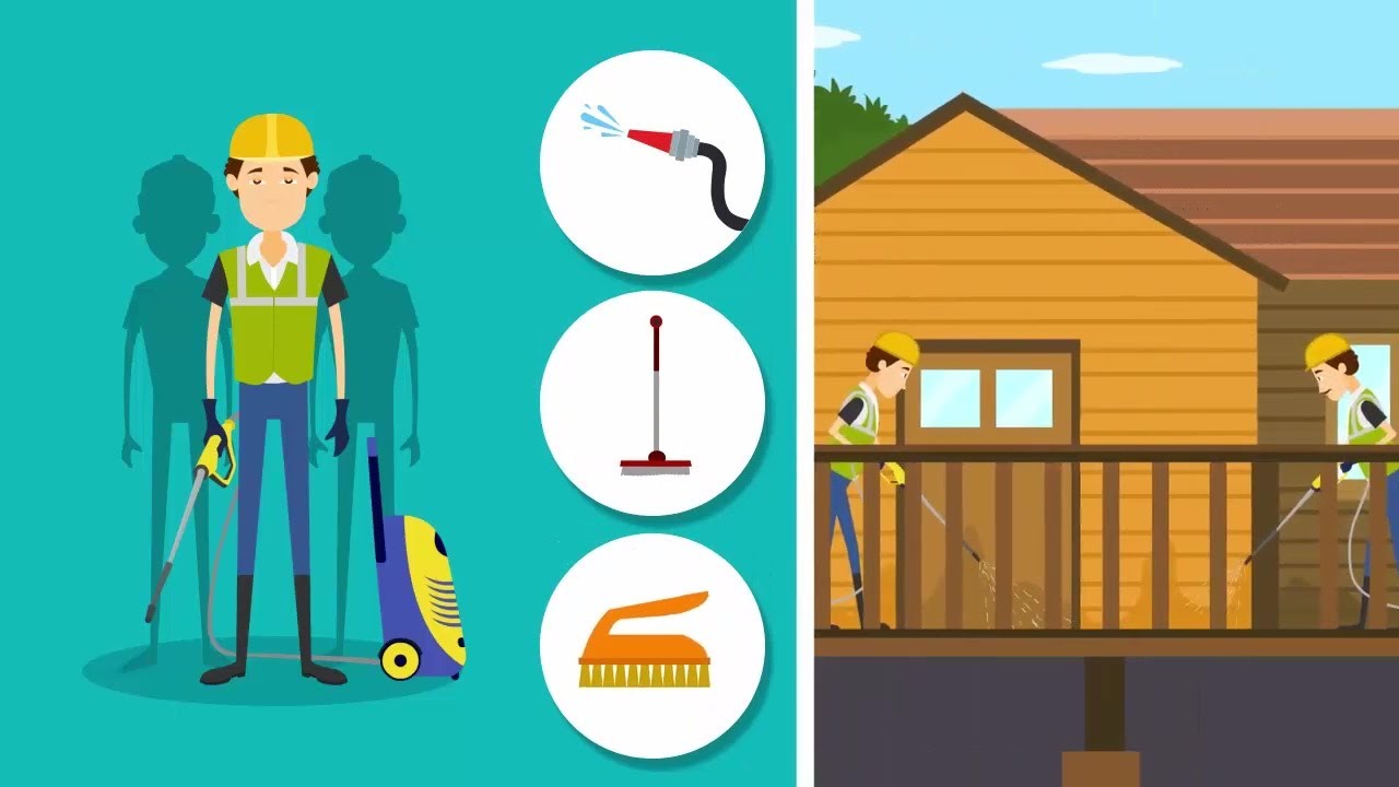 pressure washing deck 2D animated explainer promo video - YouTube