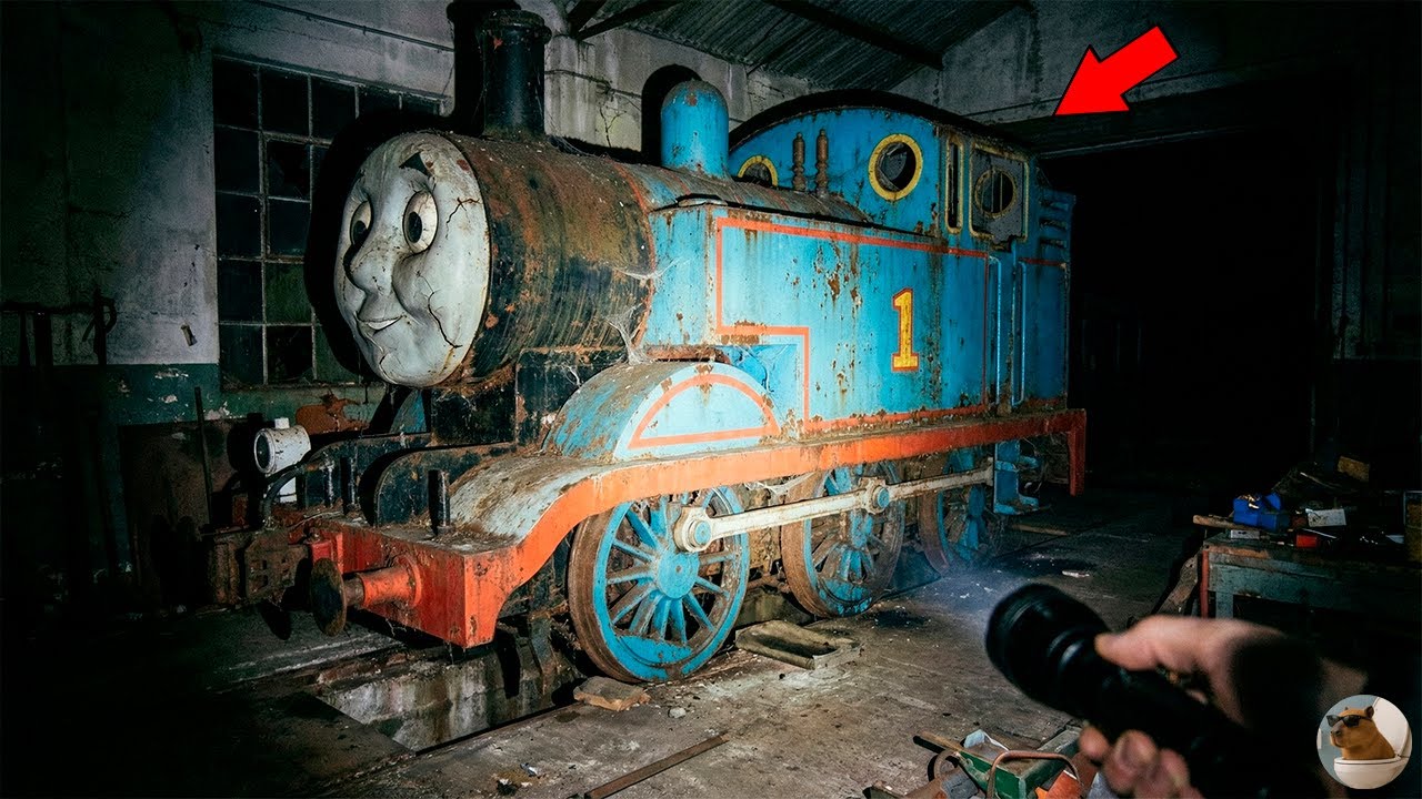 Did he find an abandoned Thomas the Tank Engine? How did it end up here ...