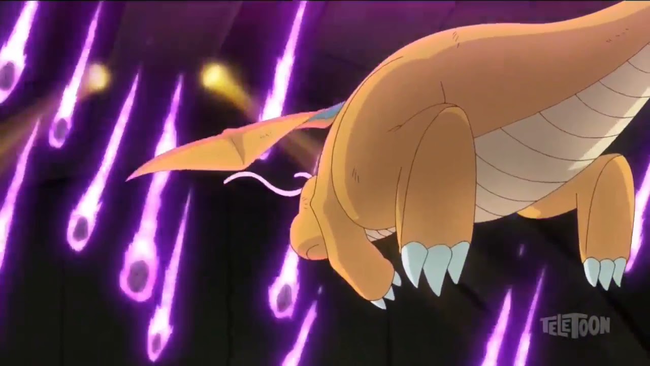 Pokemon Journeys Ash's Dragonite Learns Draco meteor - YouTube