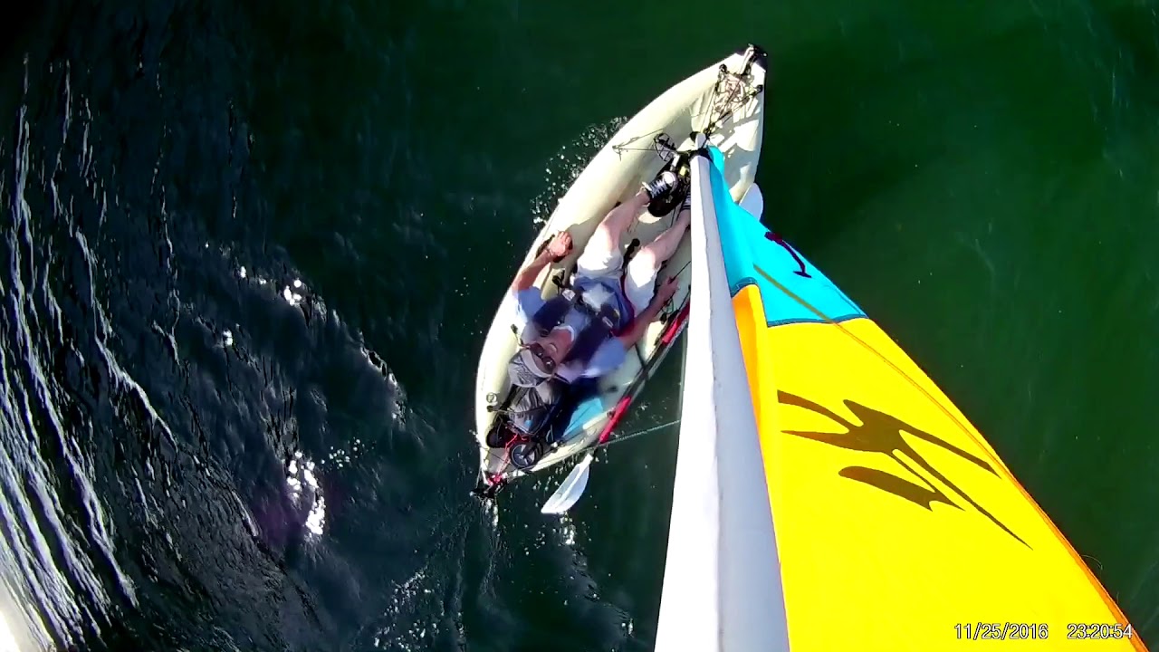Hobie i9S Kayak Sailing Downwind & Tacking upwind - YouTube