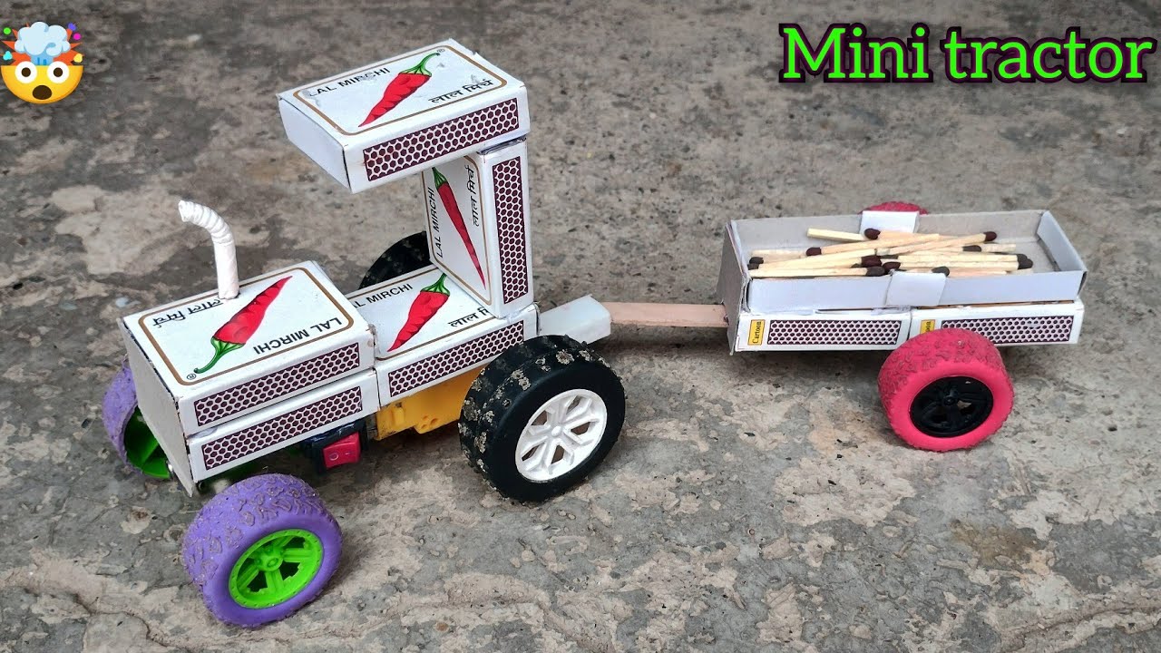 Machis box से बनाएं tractor caraf|DC motor se banaen tractor - YouTube