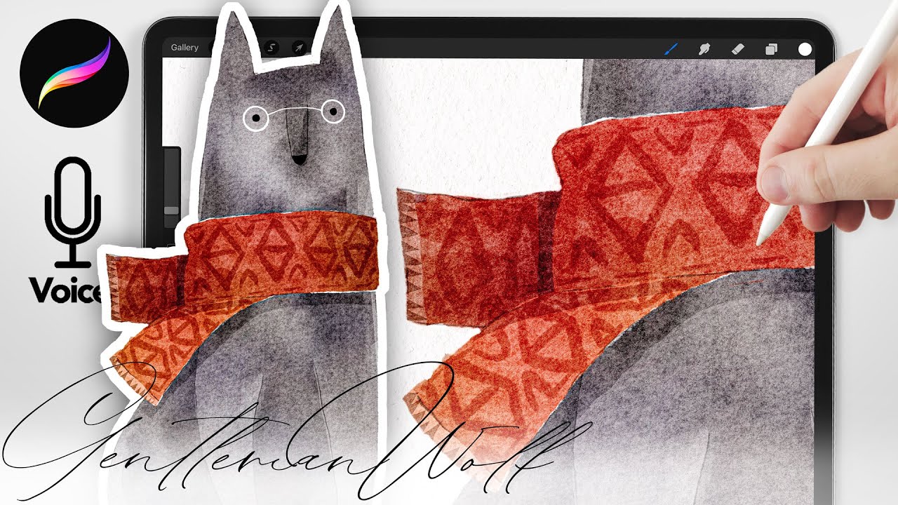 Gentleman Wolf // Easy Procreate Tutorial // Watercolor Illustration for Procreate - YouTube