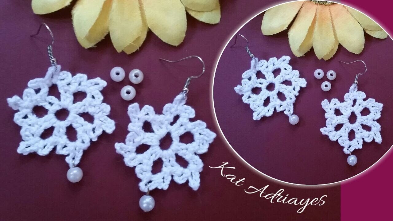 Crochet Earrings | Crochet Snowflake Earrings with Beads | DIY Earrings ...