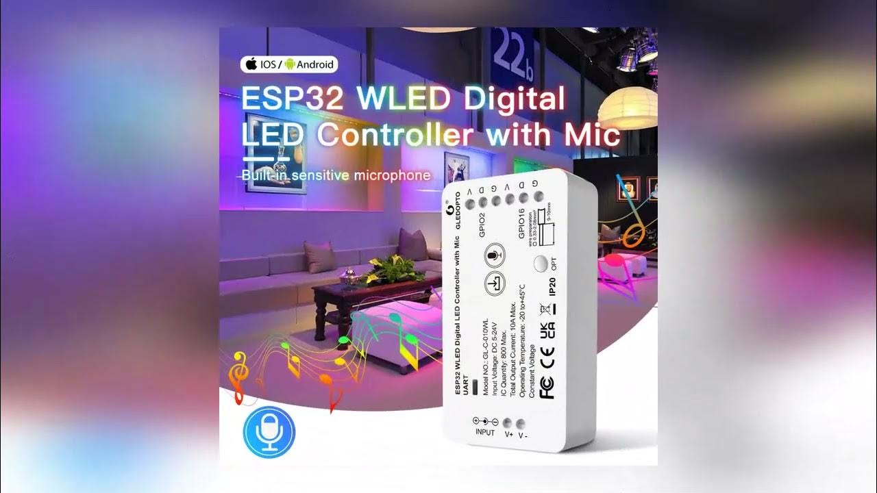 GLEDOPTO ESP32 WLED LED Controller With Mic DIY Music Dynamic Modes For WS2811 WS2812 SK6812 ...