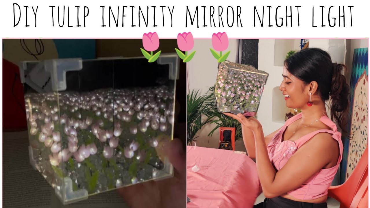 diy tulip infinity mirror night light/ how to make a tulip infinity ...