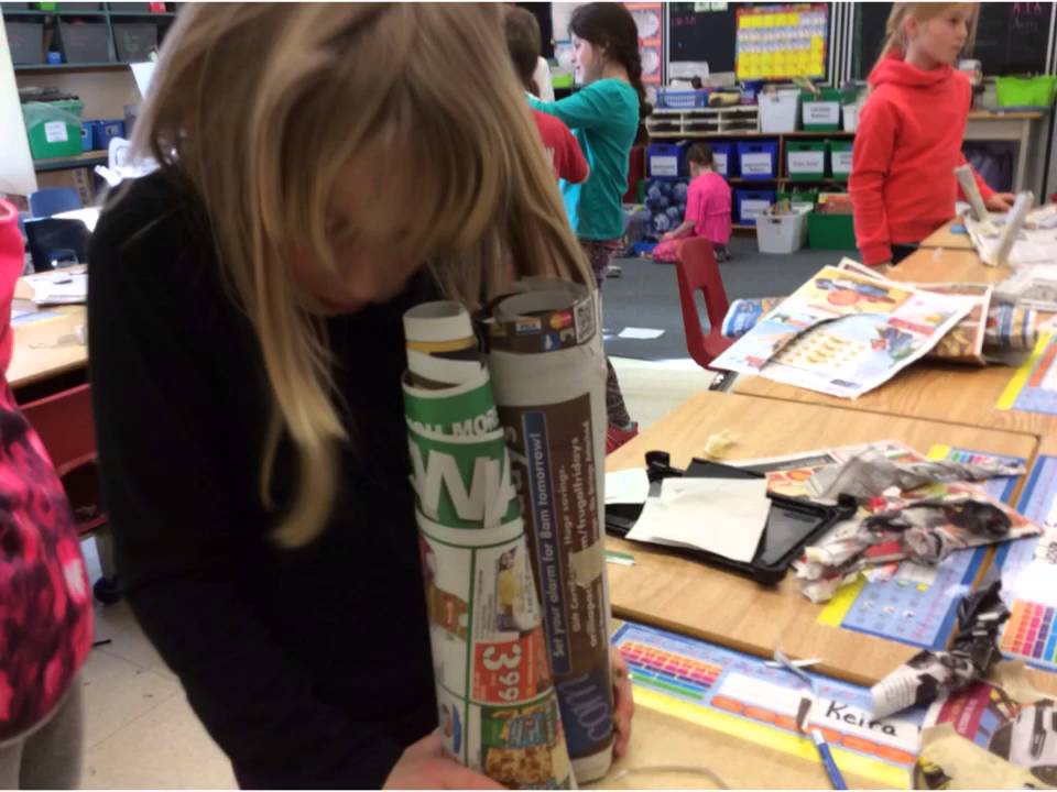 Grade 3 bridge building challenge Sara, Keira Josh - YouTube