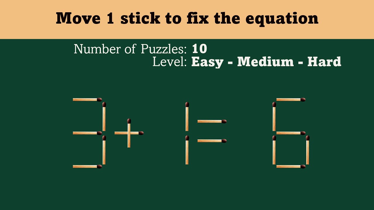Matchstick Brain Teaser: Move One Stick to Fix - YouTube