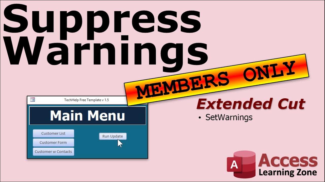 Suppress Warning Messages For Microsoft Access Action Queries Members Only Extended Cut Youtube