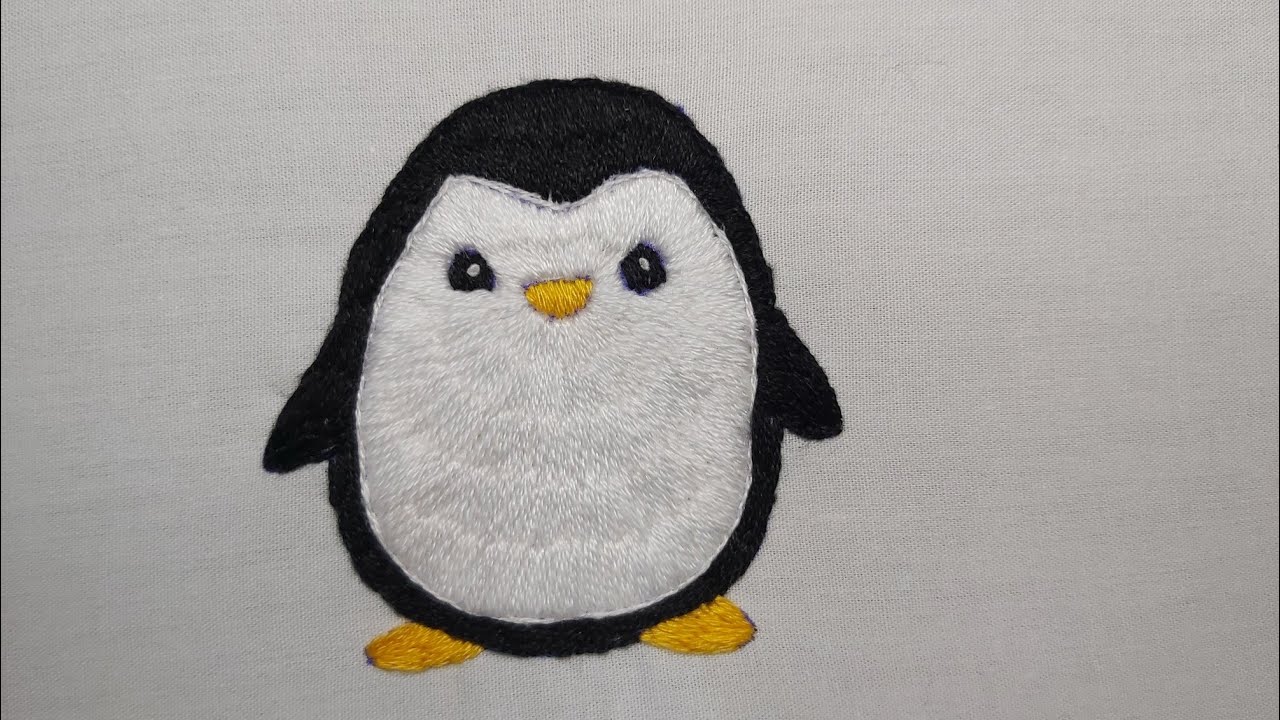 Penguin hand embroidery | ปักเพนกวิน - YouTube