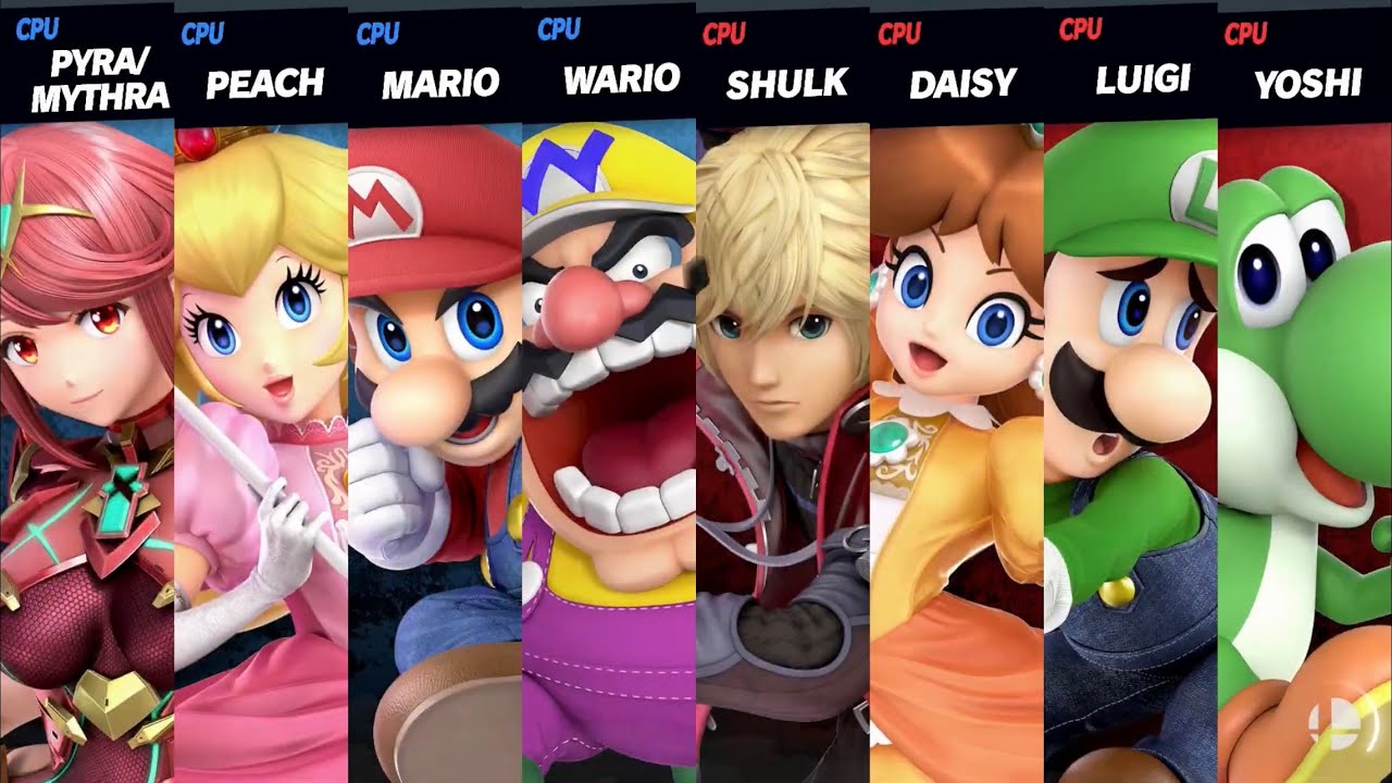 Super Smash Bros. Ultimate - Pyra's Gang & Mythra Vs. Shulk's Gang ...