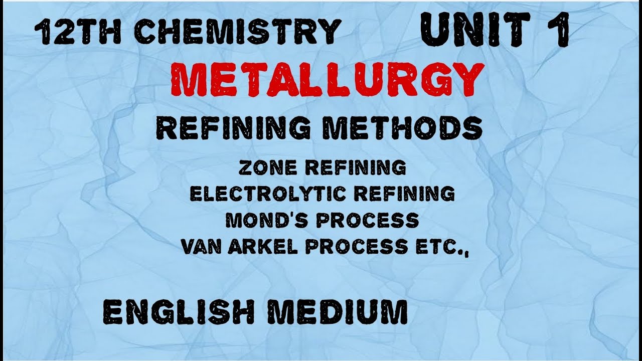 12th Chemistry Unit 1 Metallurgy Zone refining,Electrorefining,Mond's ...