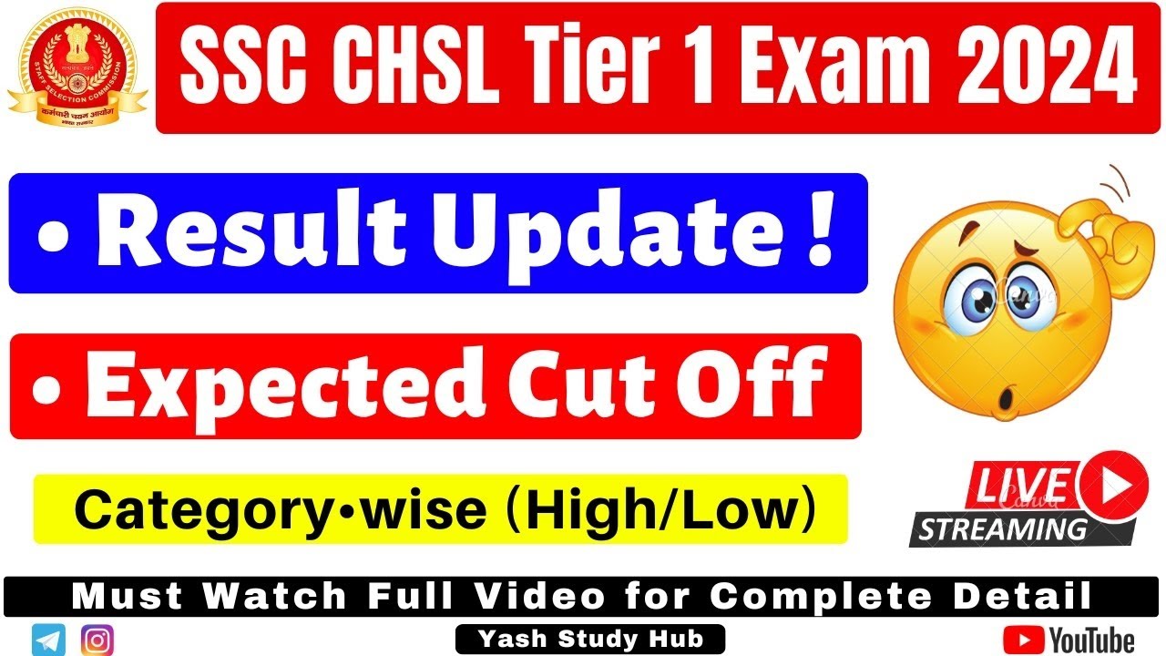 SSC CHSL Tier 1 Result 2024 Update | SSC CHSL Tier 1 Expected Cut Off ...
