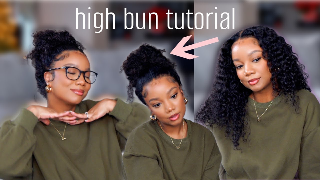 Get The Look! Easy High Bun Tutorial | 360 Water Wave Wig Install ft ...