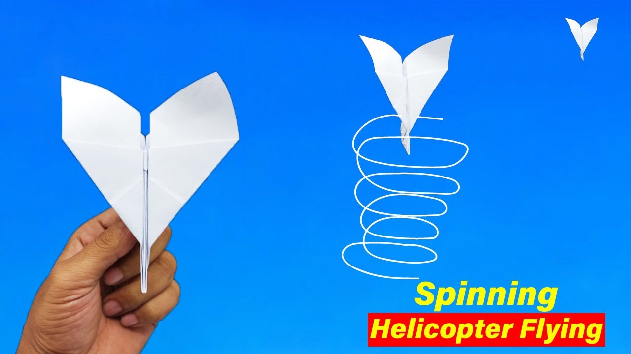 Flying Helicopter Toy - Paper Spinning Helicopter - How to Make New ...