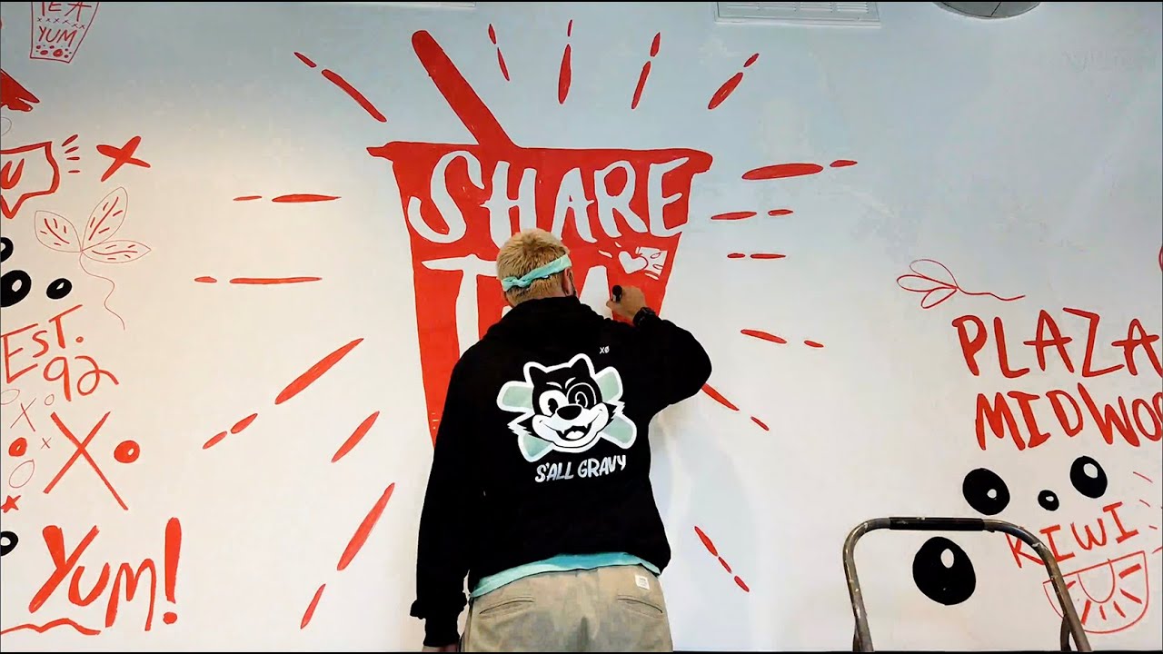 ShareTea x Kyle Mosher POSCA Markers Mural - YouTube