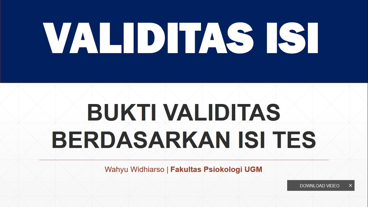 Miskonsepsi Validitas (Bagian 1B) - Pelaporan pada Validitas Isi pada ...