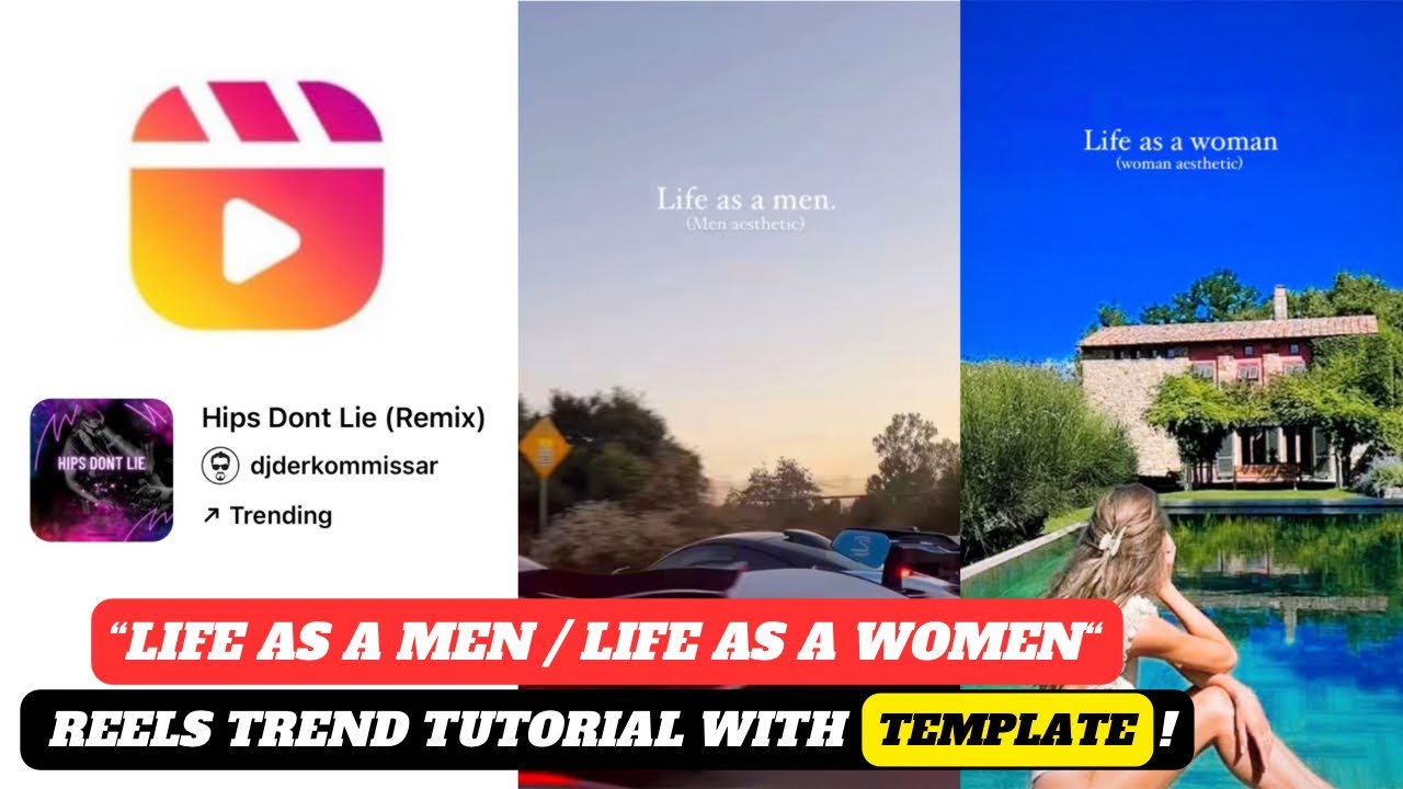 Hips Dont Lie (Remix) reels trend tutorial | life as a men / life as a women reels trend ...