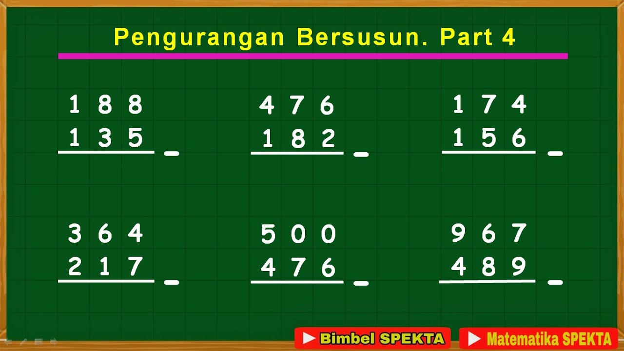 Cara Pengurangan Bersusun. Part 4, Pengurangan Bersusun Bilangan 3 ...