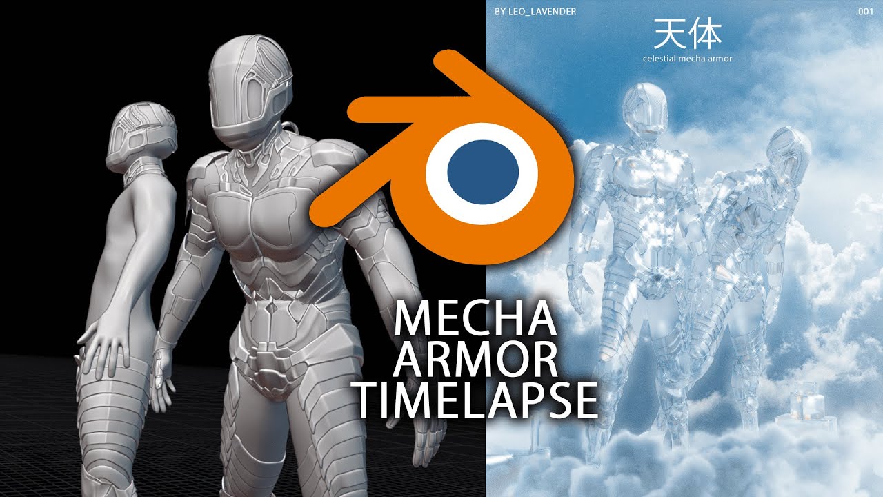 mecha sci-fi armor hard surface modeling (BLENDER TIMELAPSE) - YouTube