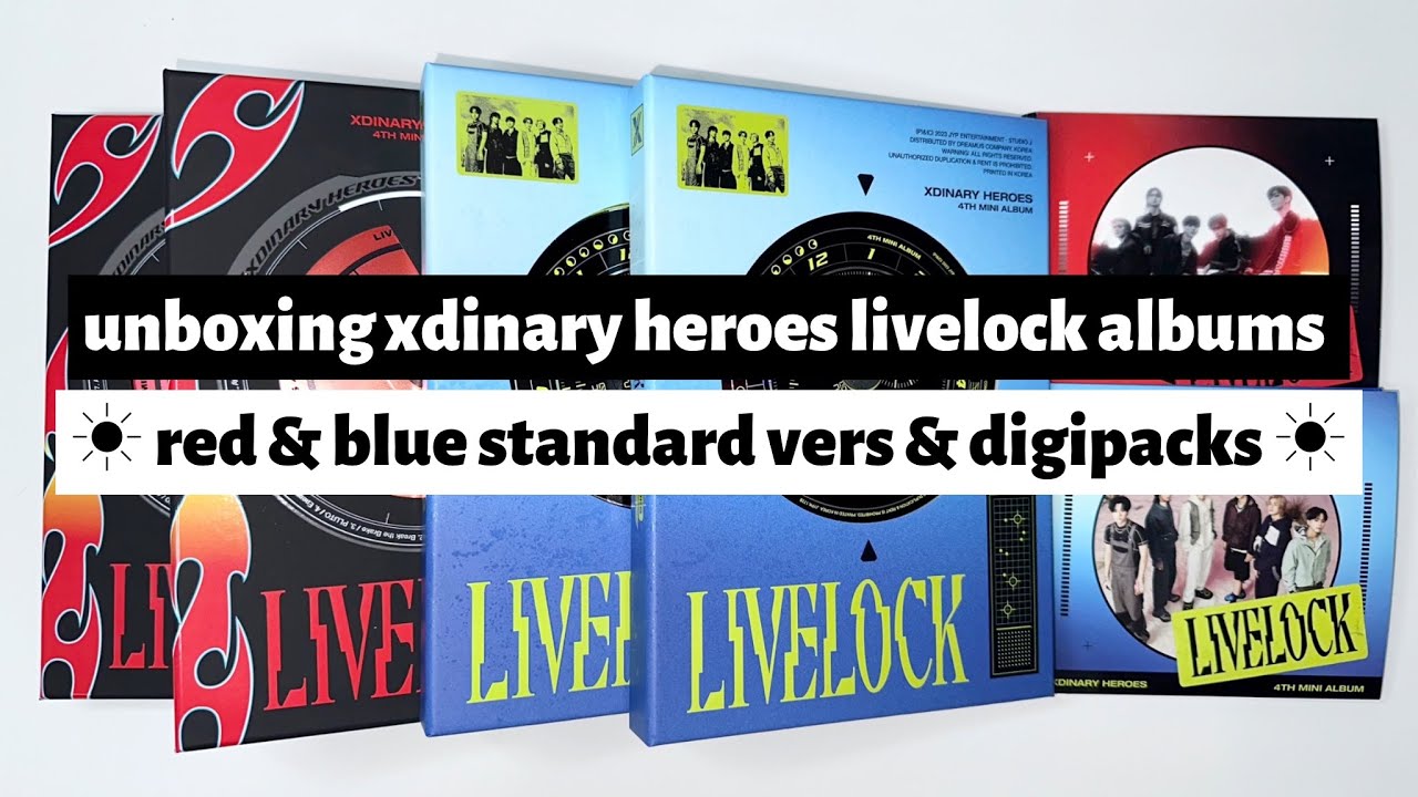 unboxing xdinary heroes livelock albums ☀︎ red & blue standard versions ...