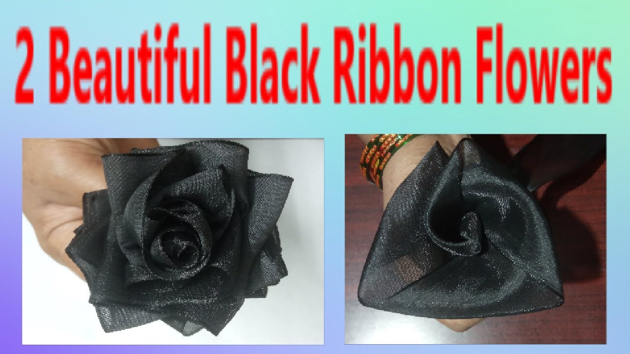 2 Super Easy Black Ribbon Roses | How to make Flowers with Ribbons ...