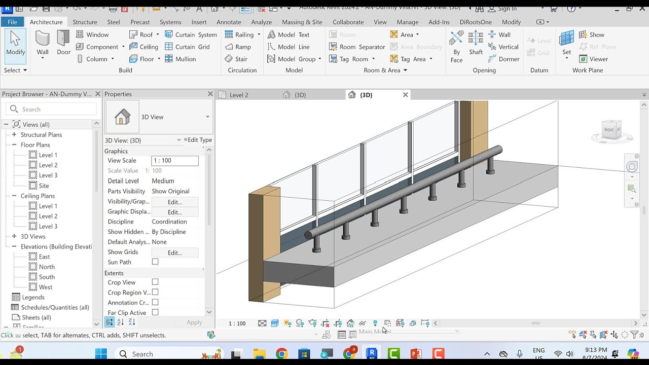 Revit Repetitive Family Tutorial عمل Crash Rail Parametric شرح بالعربي ...