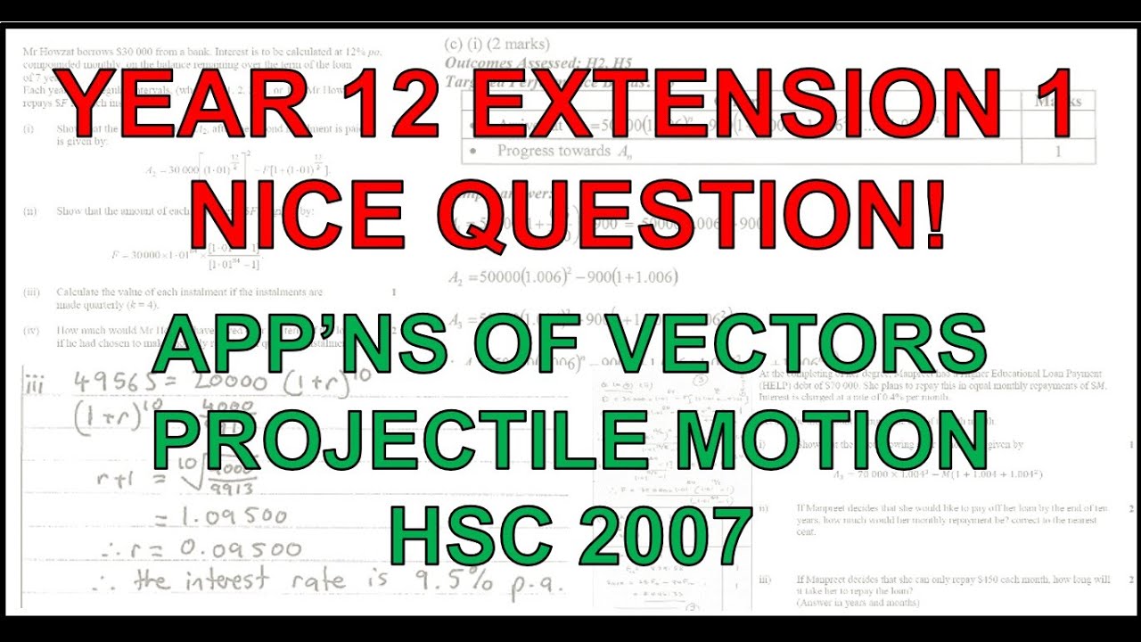 HSC Year 12 Extension 1 (3U) - Nice Question! - Projectile Motion (HSC ...