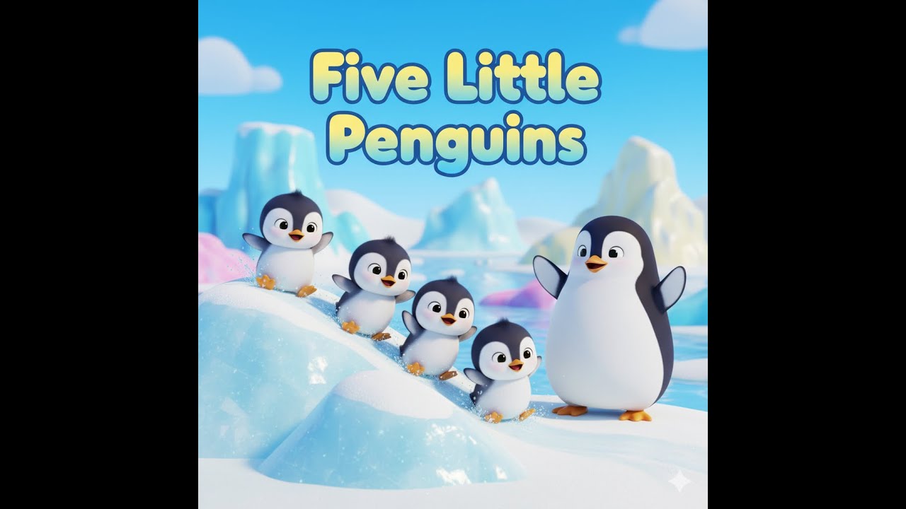 Five Little Penguins | Fun Counting Song for Kids | 3D Animated Nursery ...