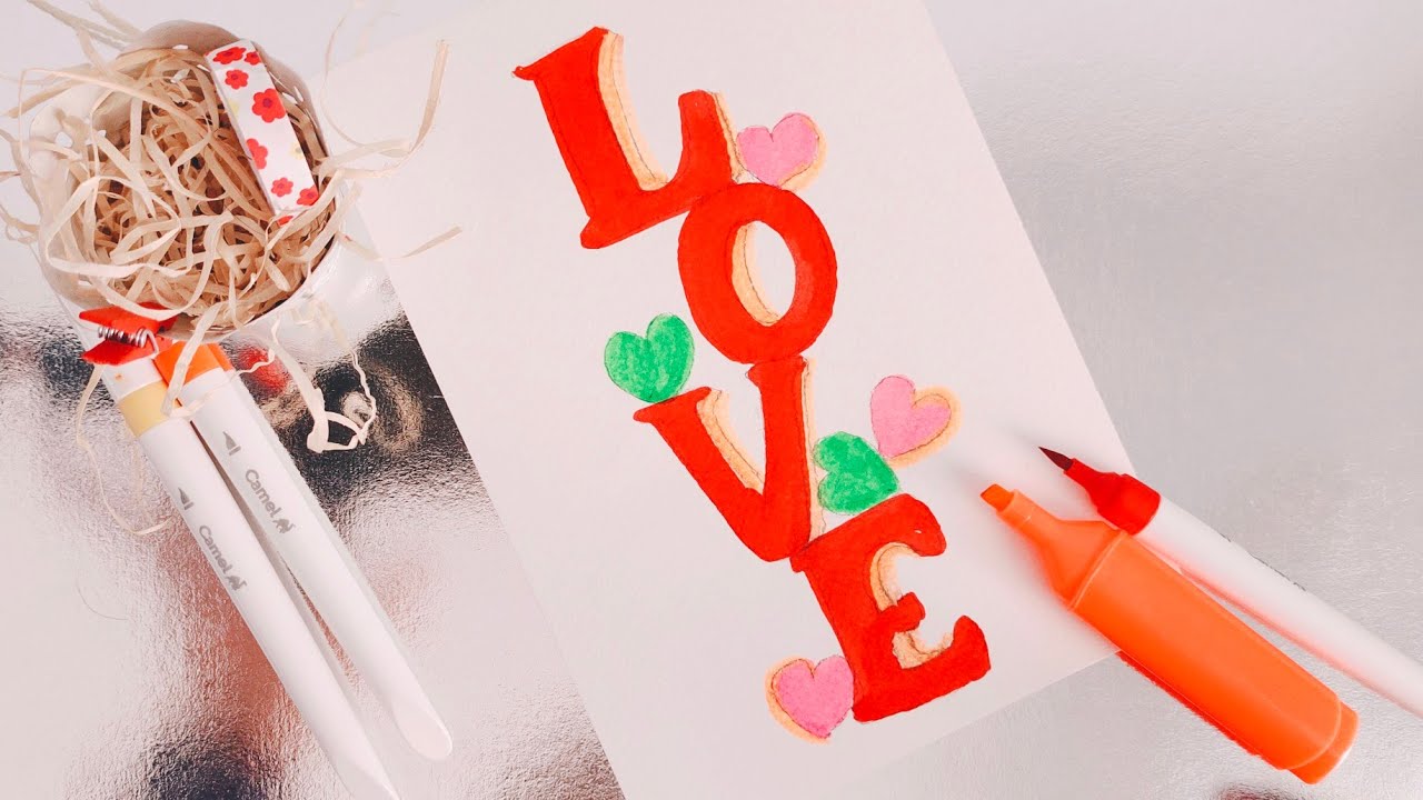 HOW TO DRAW LOVE 3D CARD/ Love 💕💕 calligraphy / how to make Love ...