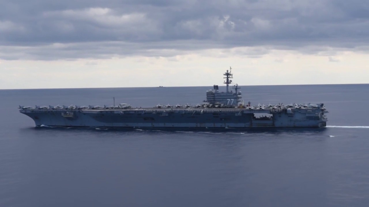 An Aerial View of the Aircraft Carrier USS George H W Bush DOD ...