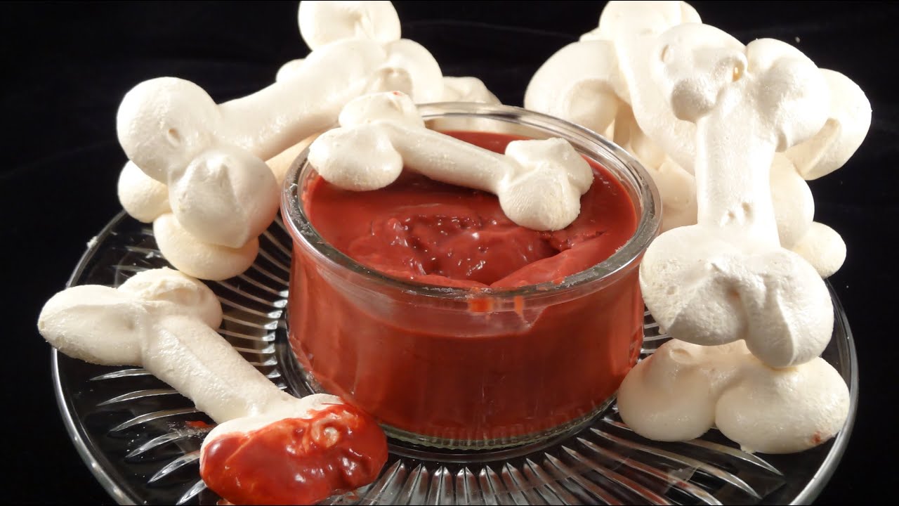 "Blood" Red Velvet Pudding with Meringue Bones- with yoyomax12 - YouTube