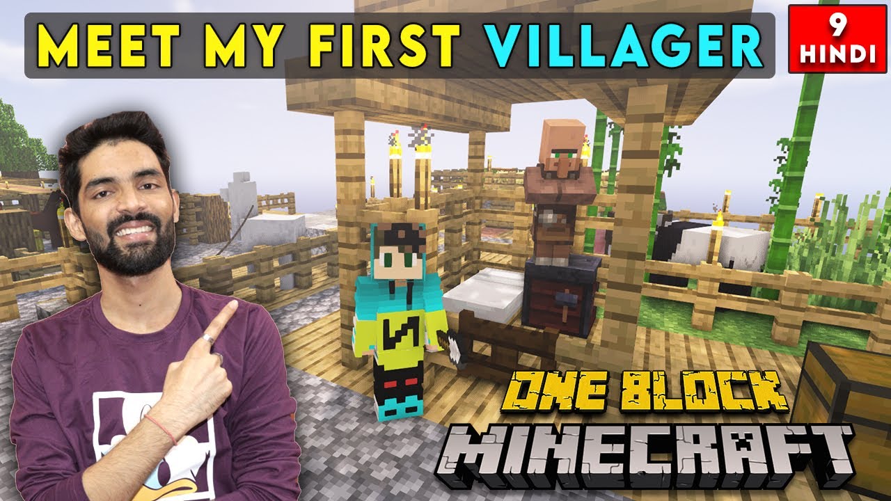 FINALLY I GOT A VILLAGER IN ONE BLOCK - MINECRAFT SURVIVAL GAMEPLAY IN HINDI #9 - YouTube