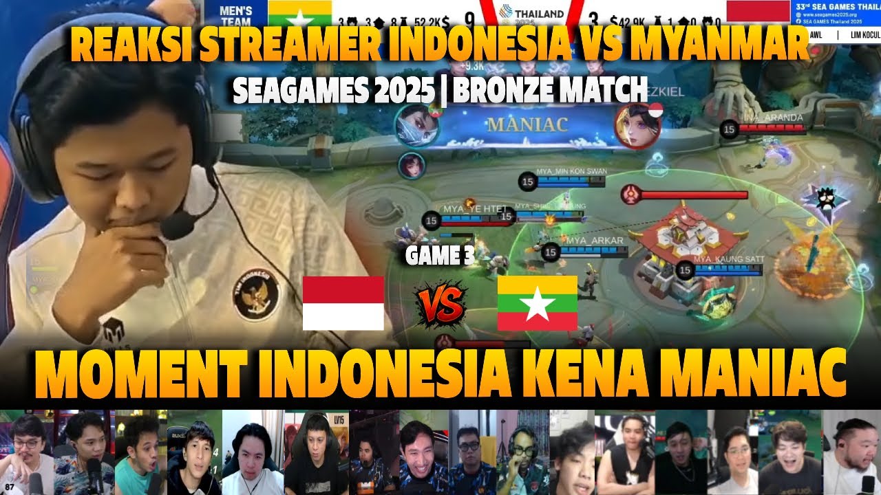 MOMENT INDONESIA KENA MANIAC REAKSI STREAMER SEA GAMES 2025 INDONESIA ...