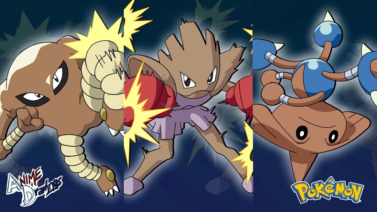 DRAWING TYROGUE, HITMONLEE, HITMONCHAN & HITMONTOP (Jump Kick, Focus ...