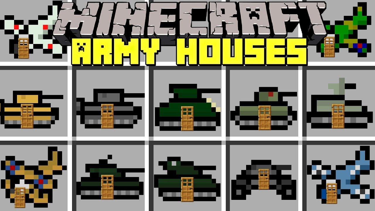 Minecraft ARMY HOUSES MOD l BUILD INSTANT UNBREAKABLE HOUSES TO LIVE ...