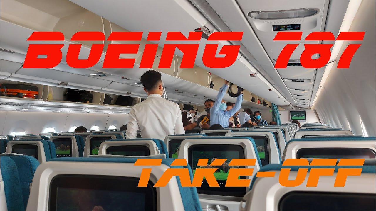 Boeing 787 take-off view from cabin window - YouTube