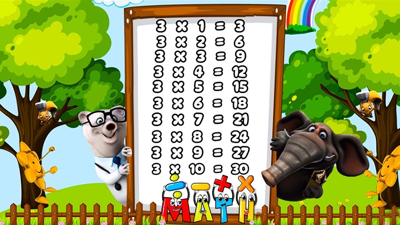 3x1=3 Multiplication |Table of Three 3 Tables Song Multiplication Time ...