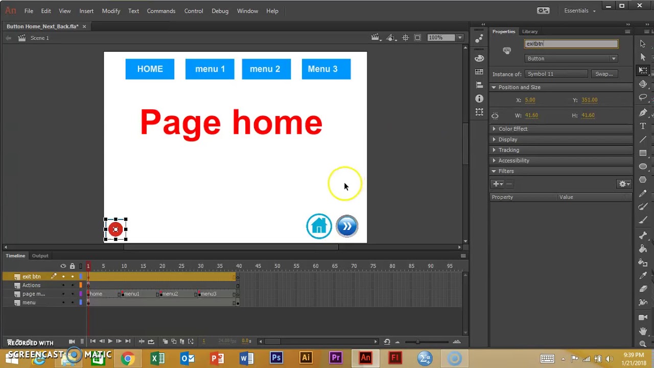 Tutorial7animate Ccexit Button Actionscript Youtube 3043