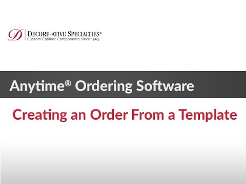 Anytime® Online Account Management - Creating an Order From a Template ...