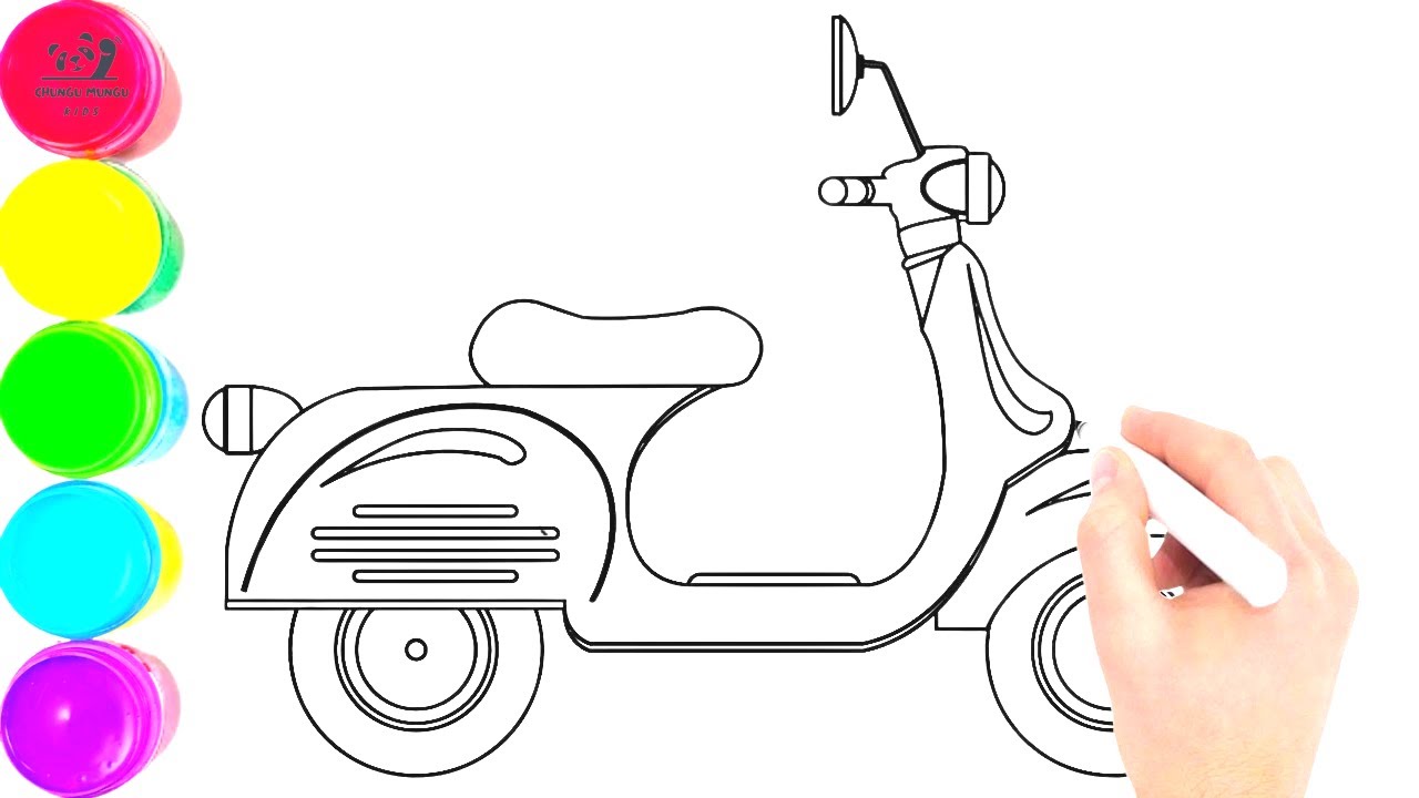 how to draw a scooter easy step by step || scooter drawing for kids ...