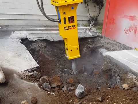 ABEX EXB60SN Rock Breaker working solid basalt, Auckland - YouTube
