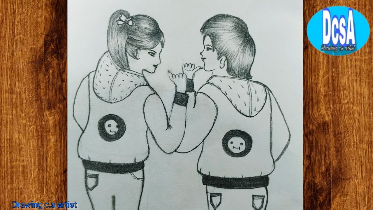how to draw a girl and boy holding hands||pencil sketch for beginners ...