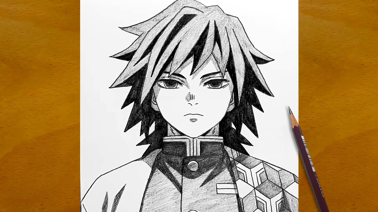 Easy Giyu Tomioka Drawing Tutorial | Demon Slayer | Step by Step Anime ...