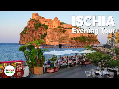 Ischia Evening Walking Tour – Castello Aragonese & Ischia Porto Nightlife (4K)