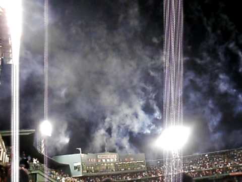 2010 Red Sox Opening Day - end of National Anthem, Fireworks - YouTube