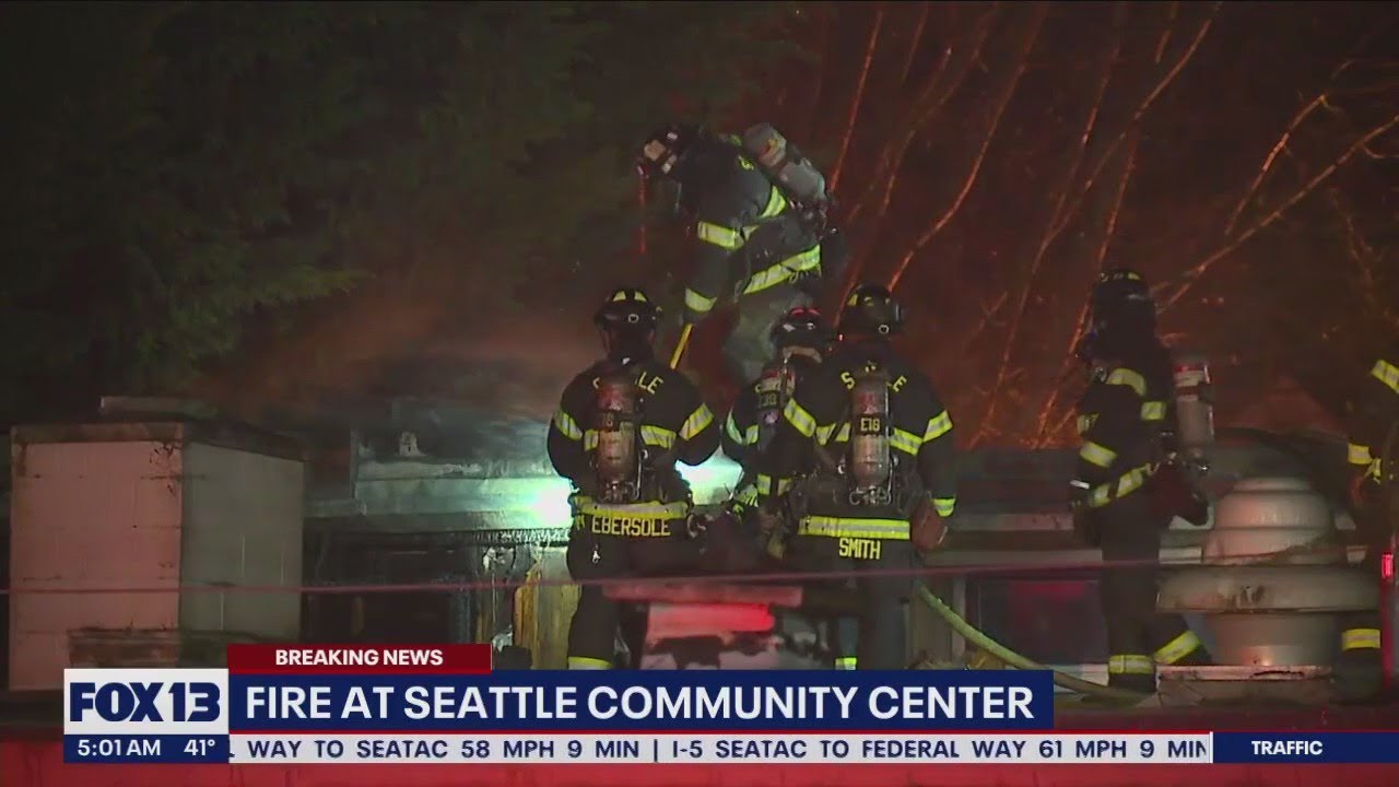 Crews tackle fire at community center in North Seattle - YouTube